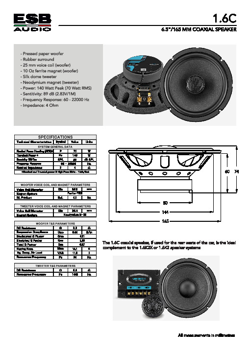 ESB AUDIO 1.6C Coaxial Speakers